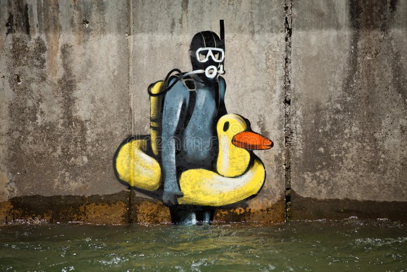 Graffiti in the Paddling Pool Editorial Photo - Image of buildings ...