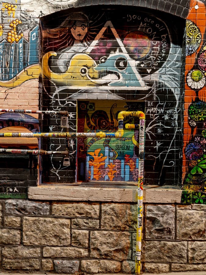 Graffiti Painted on a Wall in a Downtown Alley Editorial Stock Photo ...