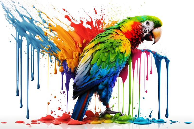 Graffiti with a Parrot on the Wall with a Splash, Color Art Stock ...