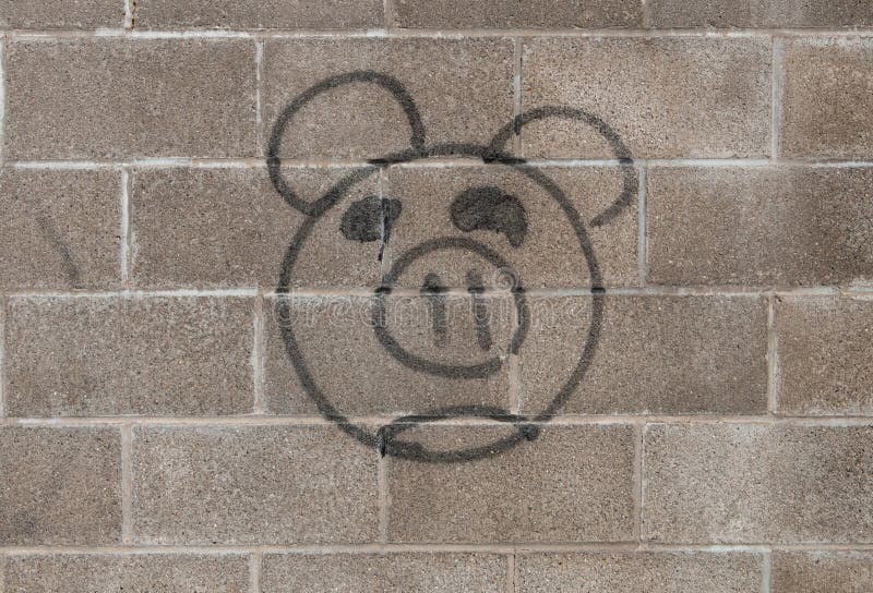 Graffiti Pig on a Brick Wall Stock Photo - Image of animal, wall: 380791100
