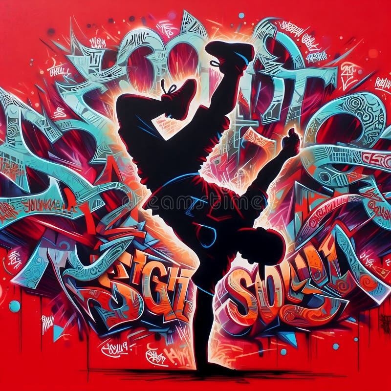 Graffiti Portrait of Someone Doing Breakdancing Stock Illustration - Illustration of mural ...