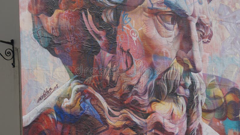 Graffiti with Poseidon editorial stock photo. Image of looking - 199868473