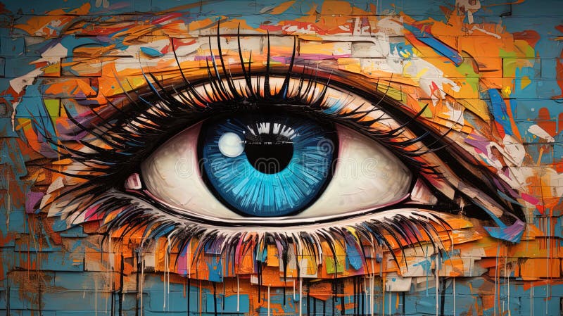 Graffiti with a Realistic Image of the Eyes Stock Illustration ...