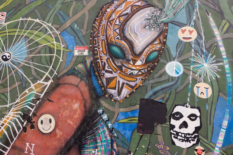 Graffiti in rio de janeiro editorial stock photo. Image of artistic ...