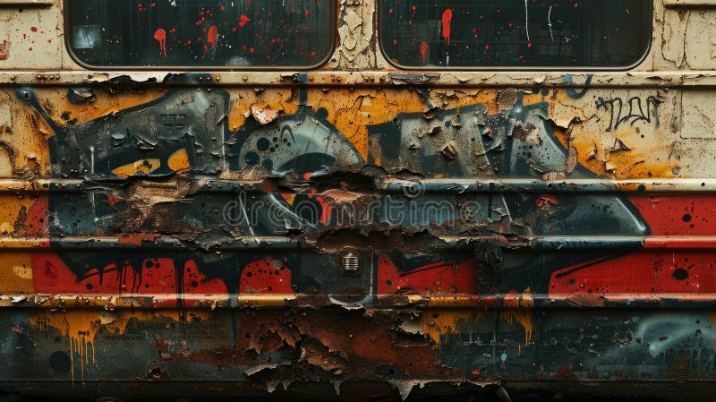 Graffiti on a Rusty, Decayed Wall with Vibrant Urban Art. Stock Photo ...