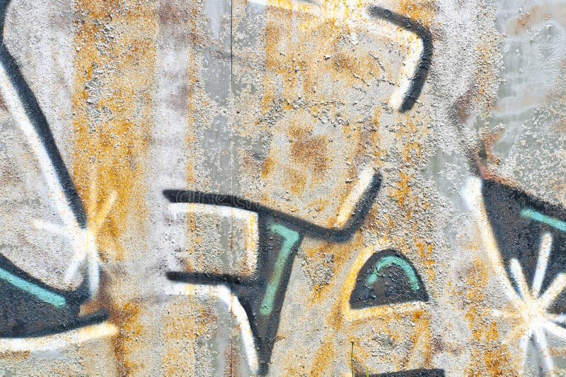 Graffiti on Rusty Metal Background Stock Image - Image of city, outdoor ...