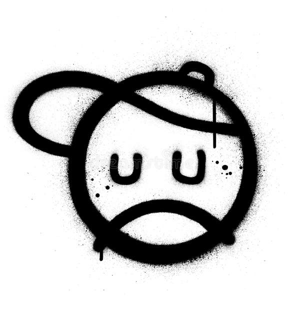 Graffiti Sad Face Icon Sprayed in Black Over White Stock Vector ...