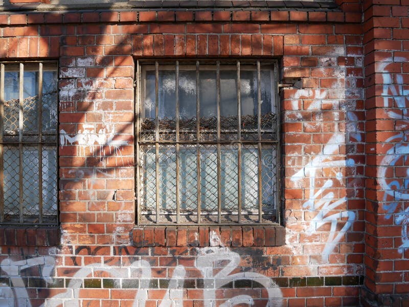 Graffiti Scribbled on an Exterior Brick Wall Stock Photo - Image of ...