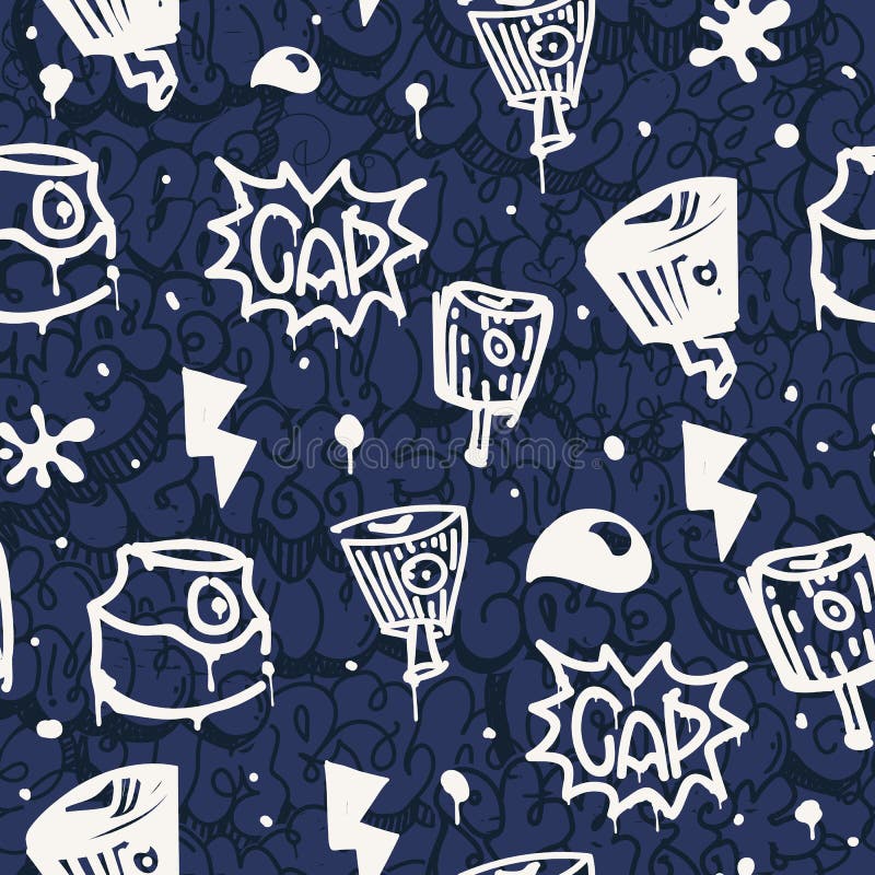 Graffiti seamless pattern stock vector. Illustration of sign - 76901450