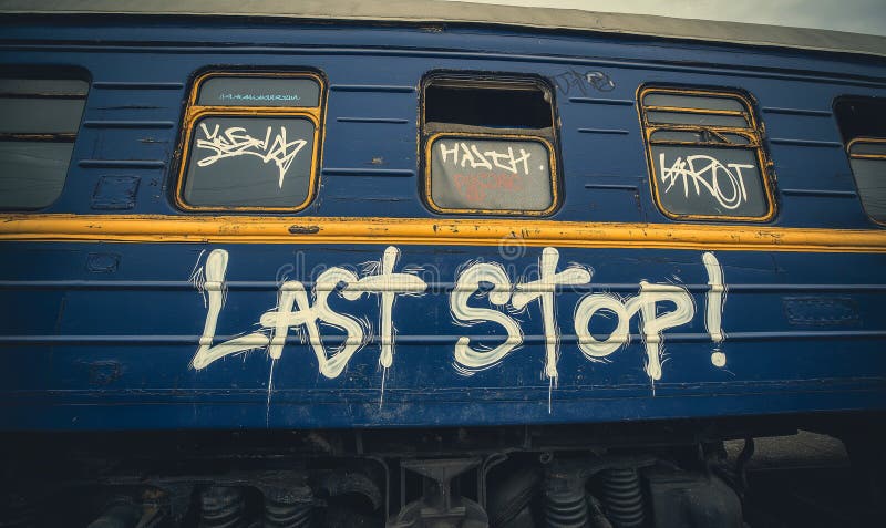 Graffiti on the Side of a Derelict Railway Carriage with the Message ...