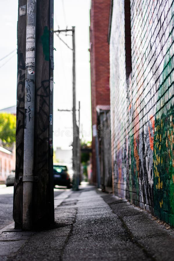 Graffiti Sidewalk Pathway stock image. Image of wall - 144822337