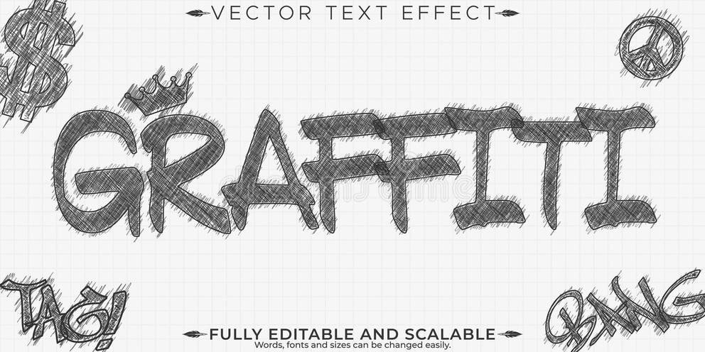 Graffiti Sketch Text Effect, Editable Spray and Street Text Style Stock ...
