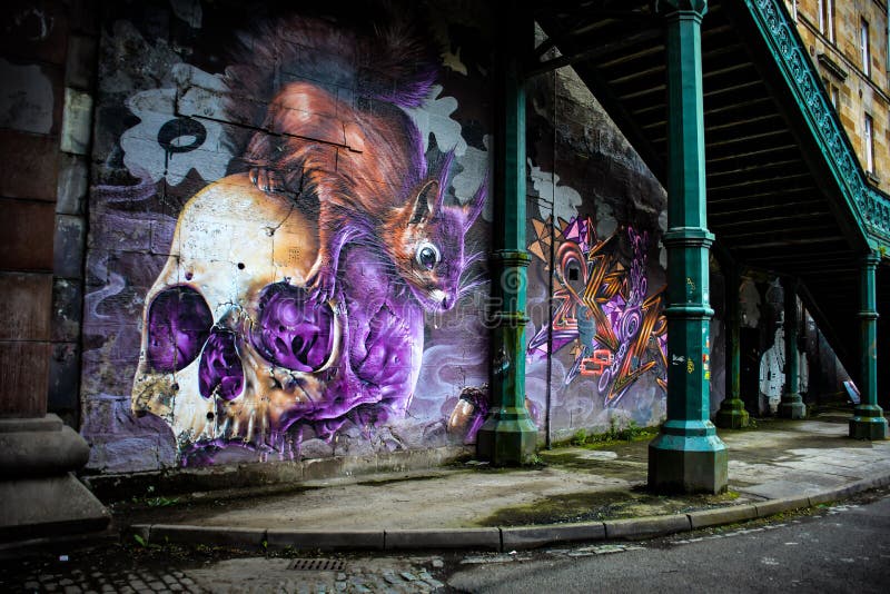 Graffiti of a Skull and a Squirrel Under the Kelvinbridge Bridge in ...