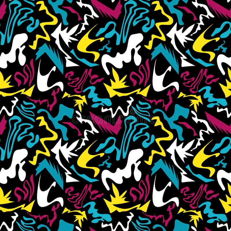 Graffiti Small Colored Polygons on a Black Background Grunge Texture ...