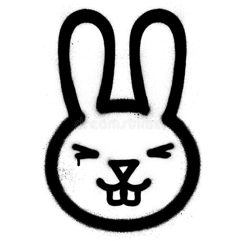 Graffiti Smiling Rabbit Sprayed in Black Over White Stock Vector ...