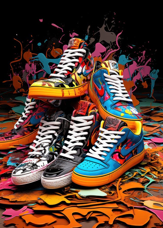 Graffiti Sneaker Art - Graffiti Background Stock Illustration ...