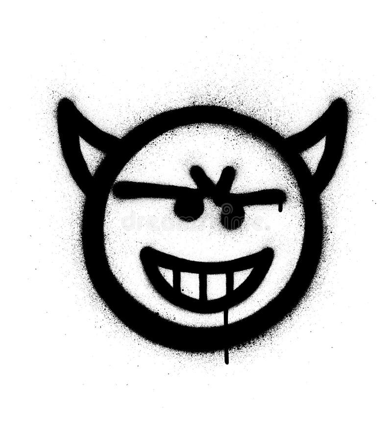 Graffiti Sneaky Devil Icon Sprayed in Black Over White Stock Vector ...