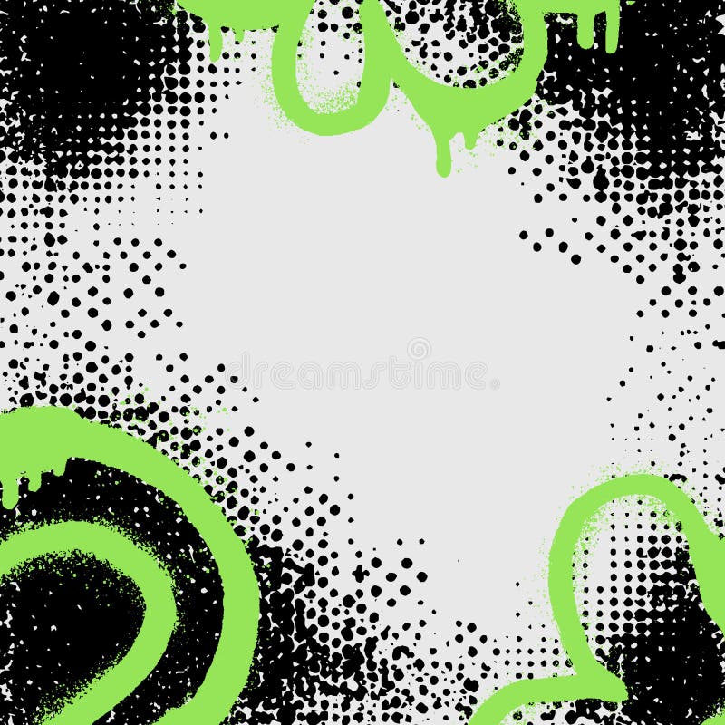 Graffiti Spray Acid Frame with Halftone Dots and Splatter. Retro Vector ...