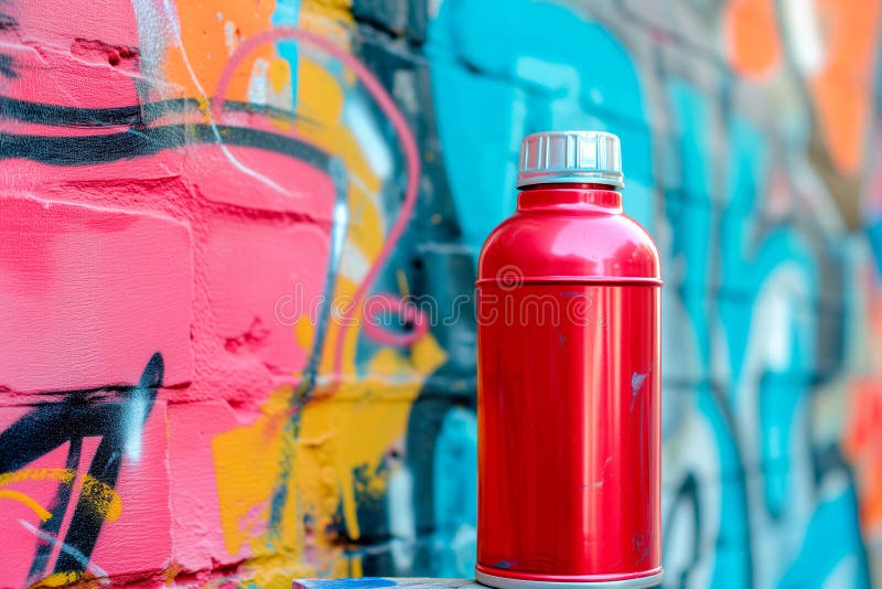 Graffiti Spray Can On A Colorful Graffiti Wall Street Art Concept Stock Illustration