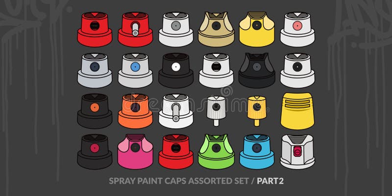 Graffiti Spray Caps Assorted Set. Isolated Vector Illustration Stock ...