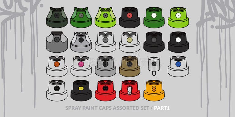 Graffiti Spray Caps Assorted Set. Isolated Vector Illustration Stock ...
