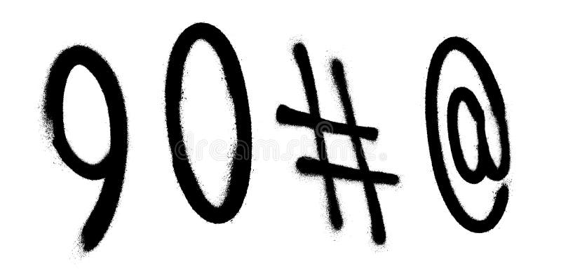 Graffiti Spray Font Alphabet with a Spray in Black Over White. Digits ...