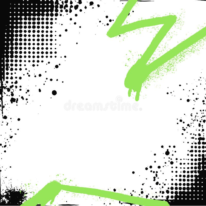 Graffiti Spray Halftone Frame with Rough Brush Strokes and Splatter ...