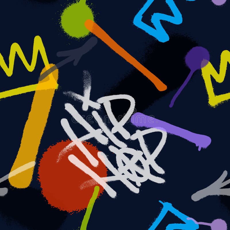 Graffiti Spray Paint Seamless Pattern. Vector Illustration. Stock ...