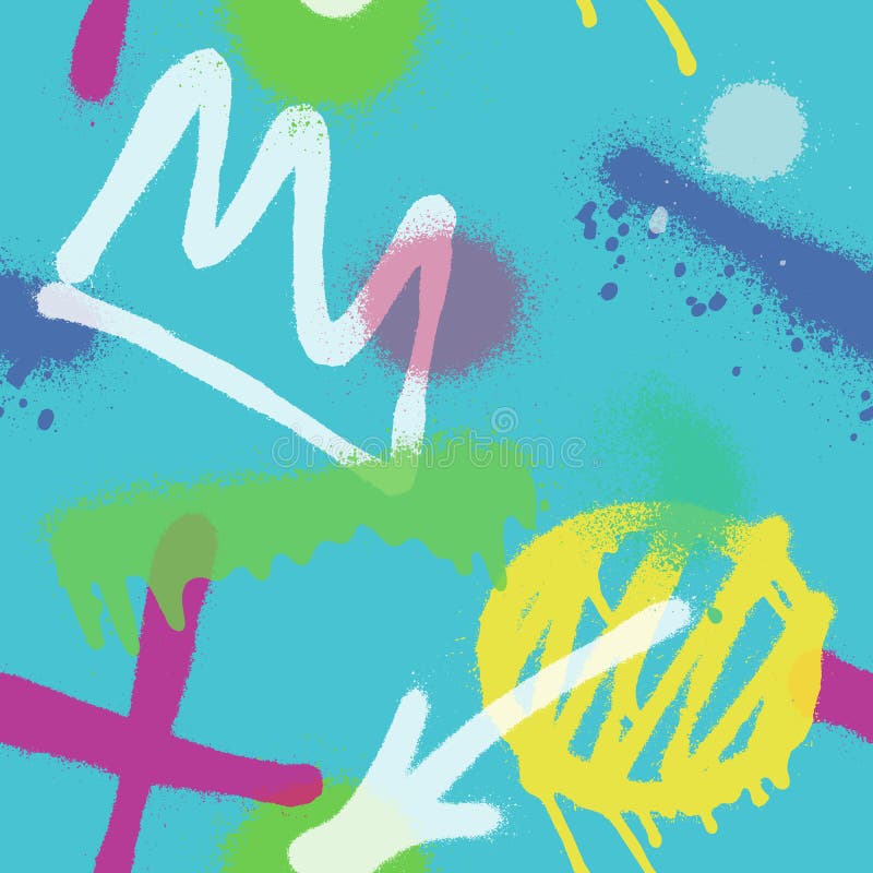 Graffiti Spray Paint Seamless Pattern. Vector Illustration. Stock ...