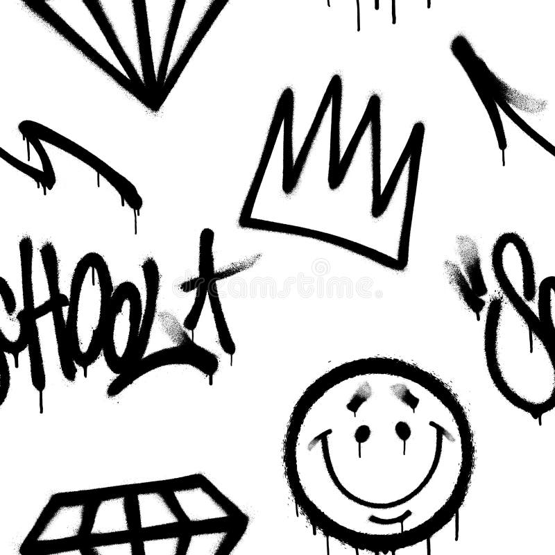 Graffiti Spray Paint Seamless Pattern. Vector Illustration. Stock ...