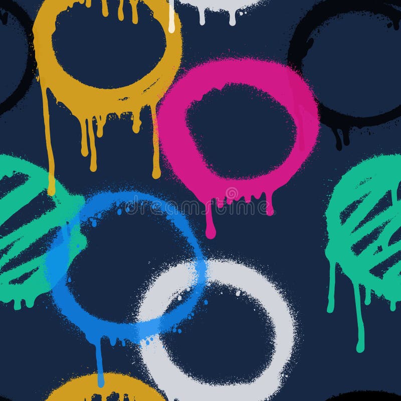 Graffiti Spray Paint Seamless Pattern. Vector Illustration. Stock ...