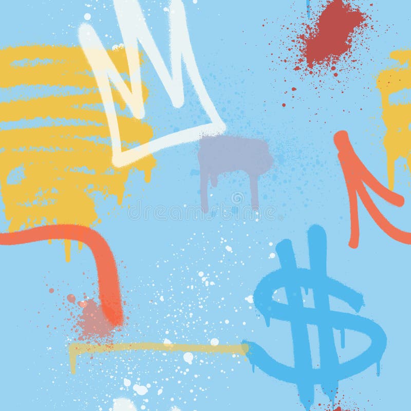 Graffiti Spray Paint Seamless Pattern. Vector Illustration. Stock ...