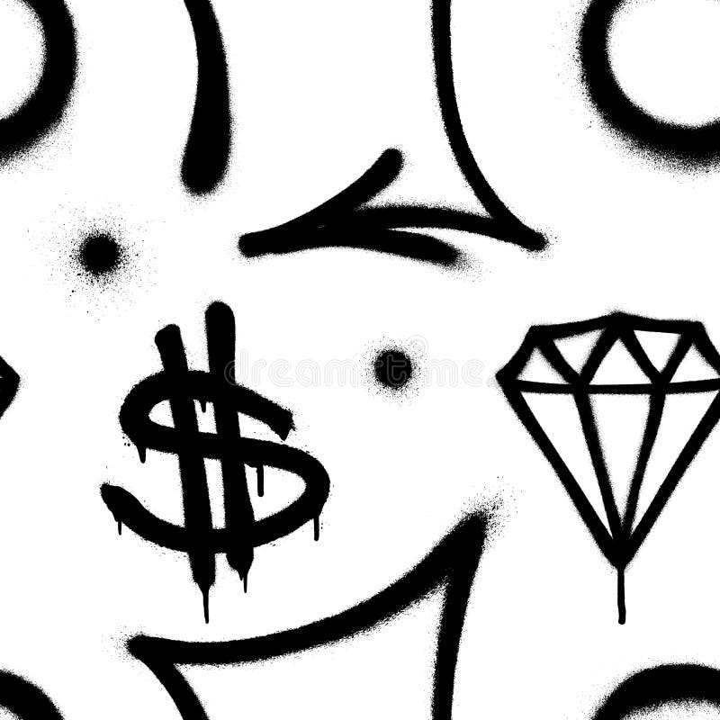 Graffiti Spray Paint Seamless Pattern. Vector Illustration. Stock ...