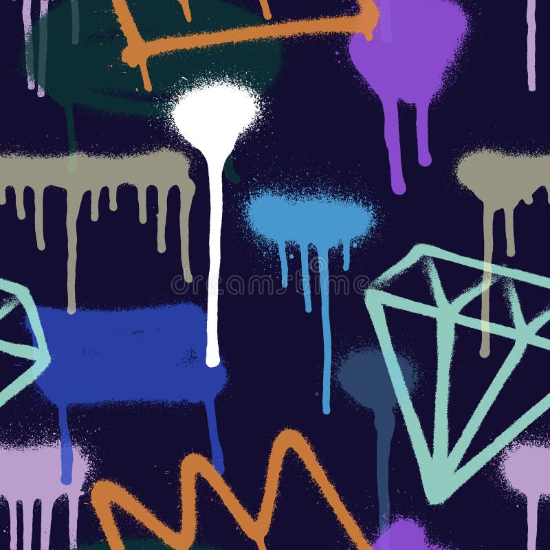 Graffiti Spray Paint Seamless Pattern. Vector Illustration. Stock Image ...