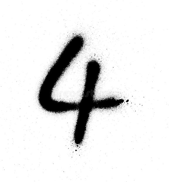Graffiti Sprayed Number 4 Four in Black on White Stock Vector ...