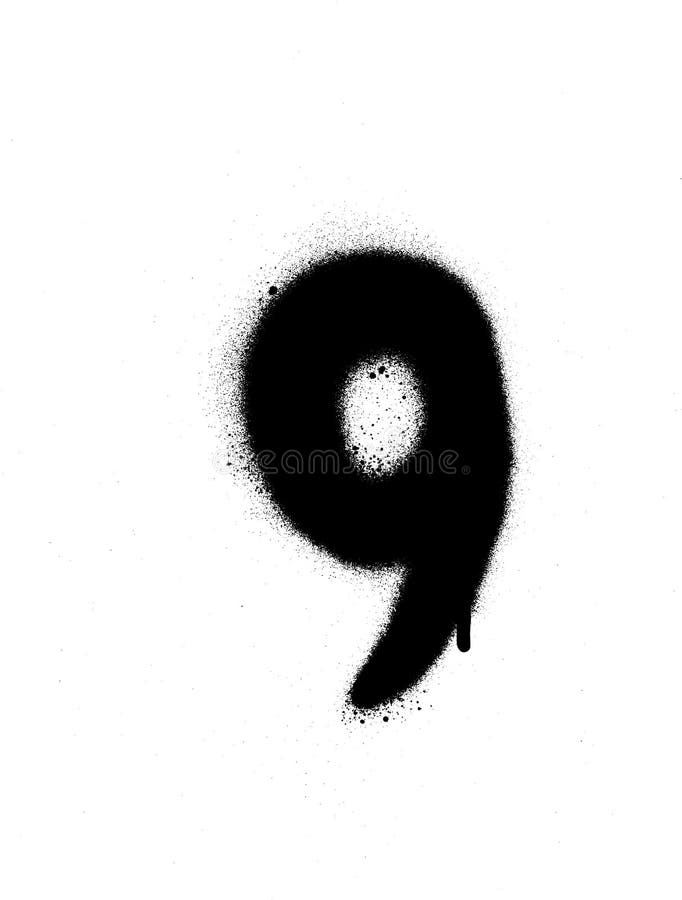 Graffiti Sprayed Number 9 Nine in Black on White Stock Vector ...