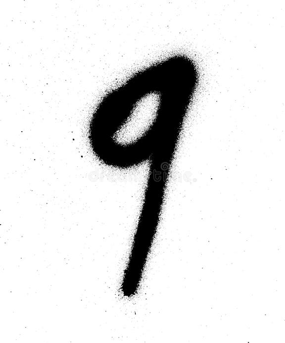 Graffiti Sprayed Number 9 Nine in Black on White Stock Vector ...