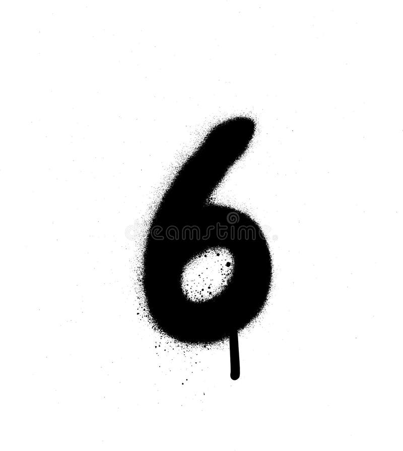 Graffiti Sprayed Number 6 Six in Black on White Stock Vector ...