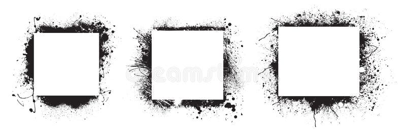 Graffiti Square Frame Set, Vector Spraypaint Rectangle Border, Grunge ...