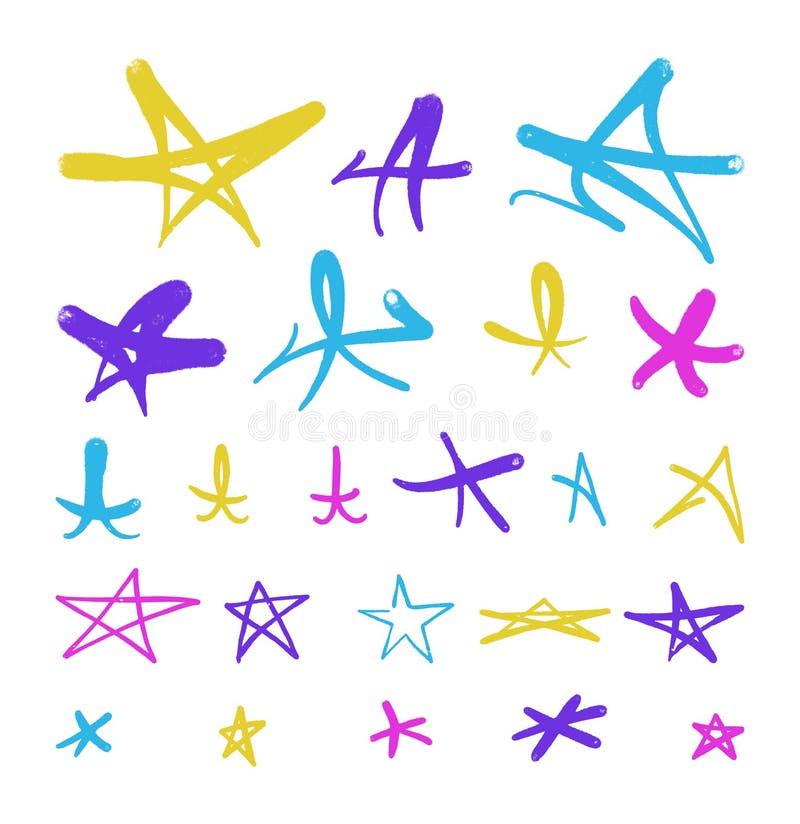 Graffiti Stars. Icon Set Spray Tag Style Stock Vector - Illustration of ...