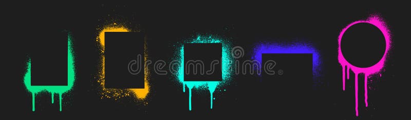 Graffiti Stencil Frames with Neon Spray Effect Stock Vector ...