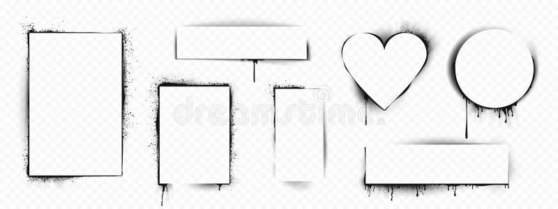 Graffiti Stencil Spray Frames of Different Shapes Stock Illustration ...