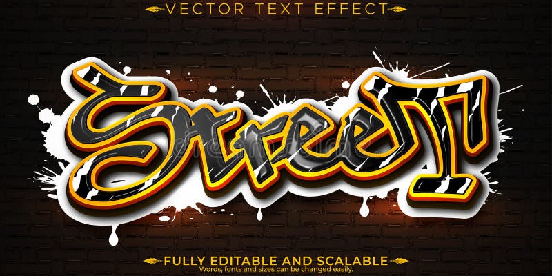 Graffiti Street Text Effect, Editable Spray and Black Text Style Stock ...
