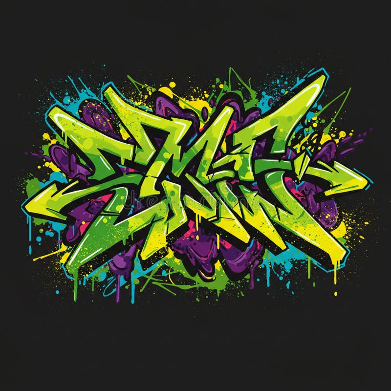 Graffiti-style Artwork Features Bold, Angular Letters in Shades of ...