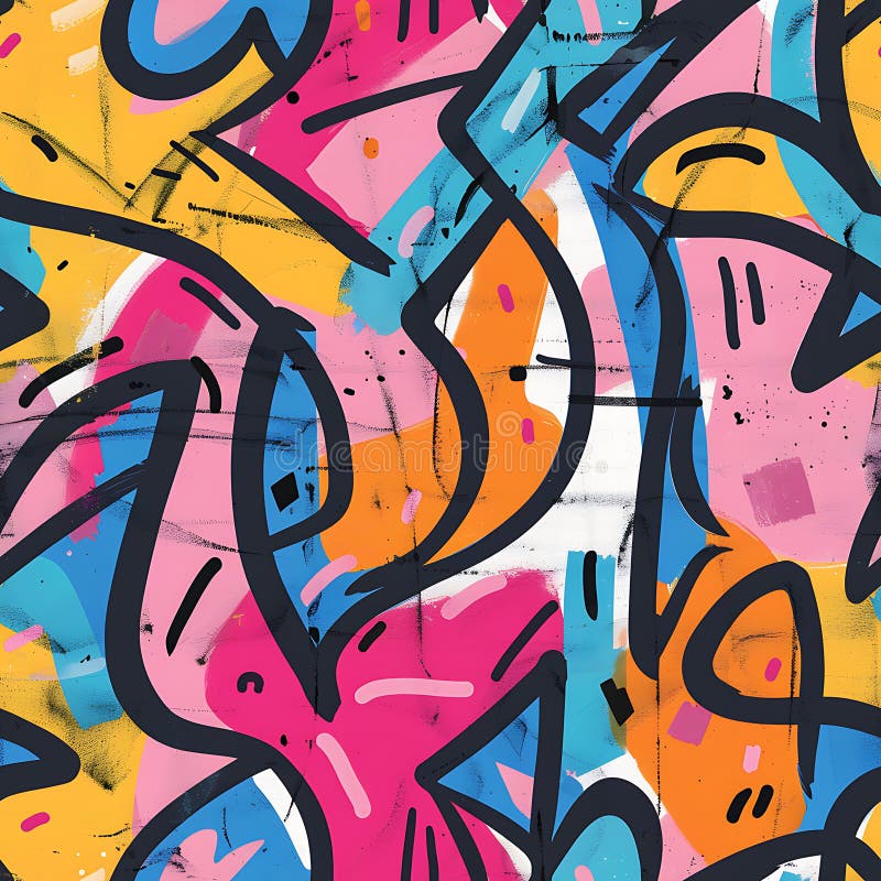 Graffiti Style Background Repeating Pattern Stock Illustration ...