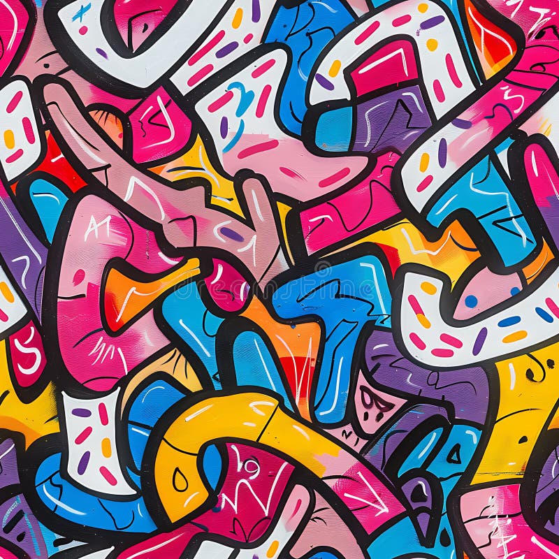 Graffiti Style Background Repeating Pattern Stock Illustration ...