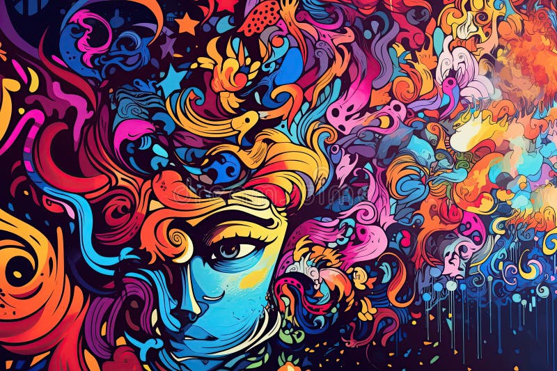 Graffiti Style Design Background in Bright Colors Stock Image - Image ...