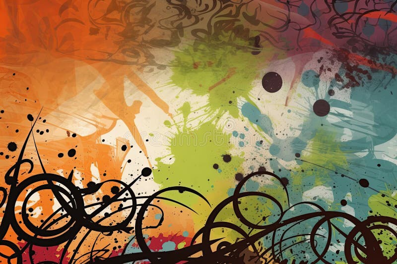Graffiti Style Design Background in Bright Colors Stock Illustration ...