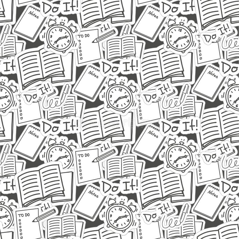 Graffiti Style Seamless Pattern with Study Elements Stock Illustration ...
