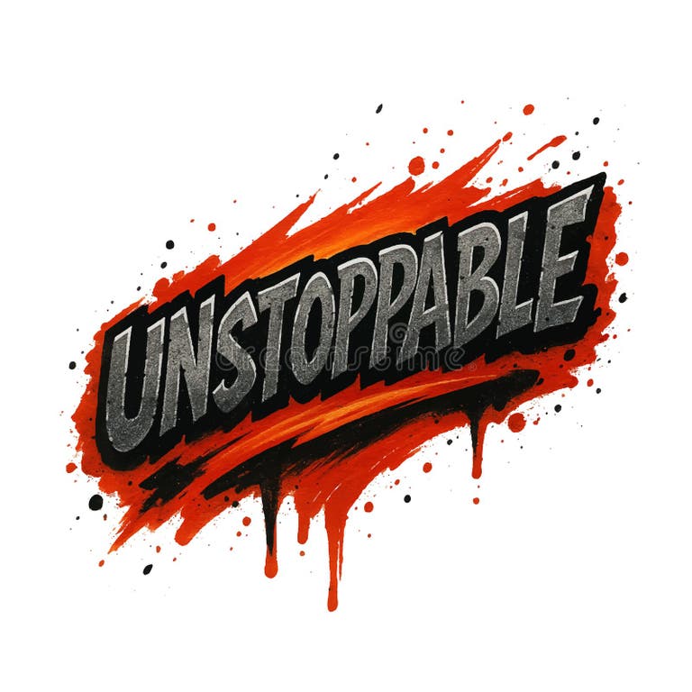 Graffiti-style UNSTOPPABLE in Sharp Black Letters with Metallic Shine ...